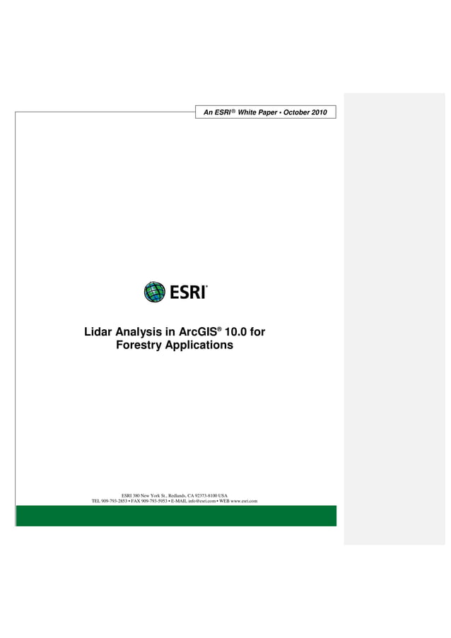 Lidar Analysis In Arcgis® 10 0 For Forestry Applications Pdf