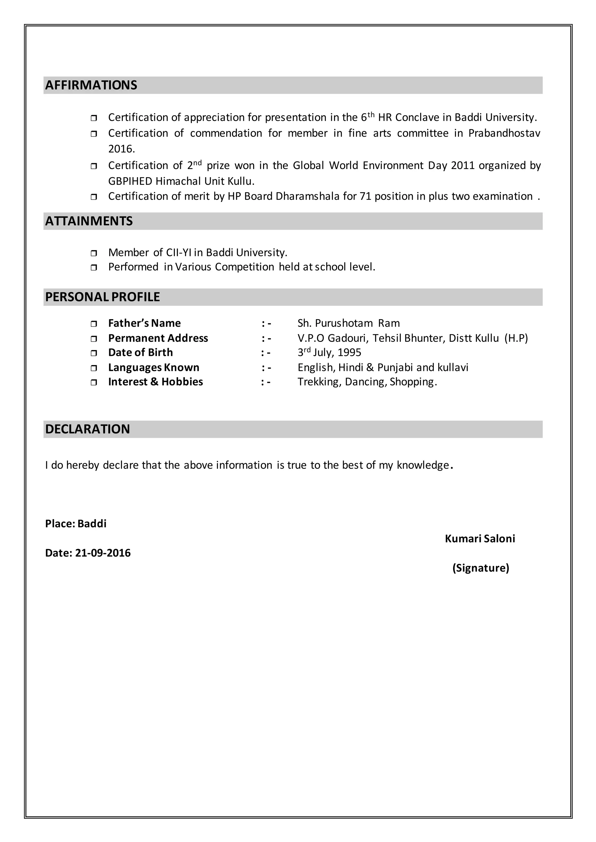saloni cv | PDF