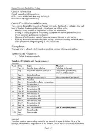 Sample Syllabus | PDF