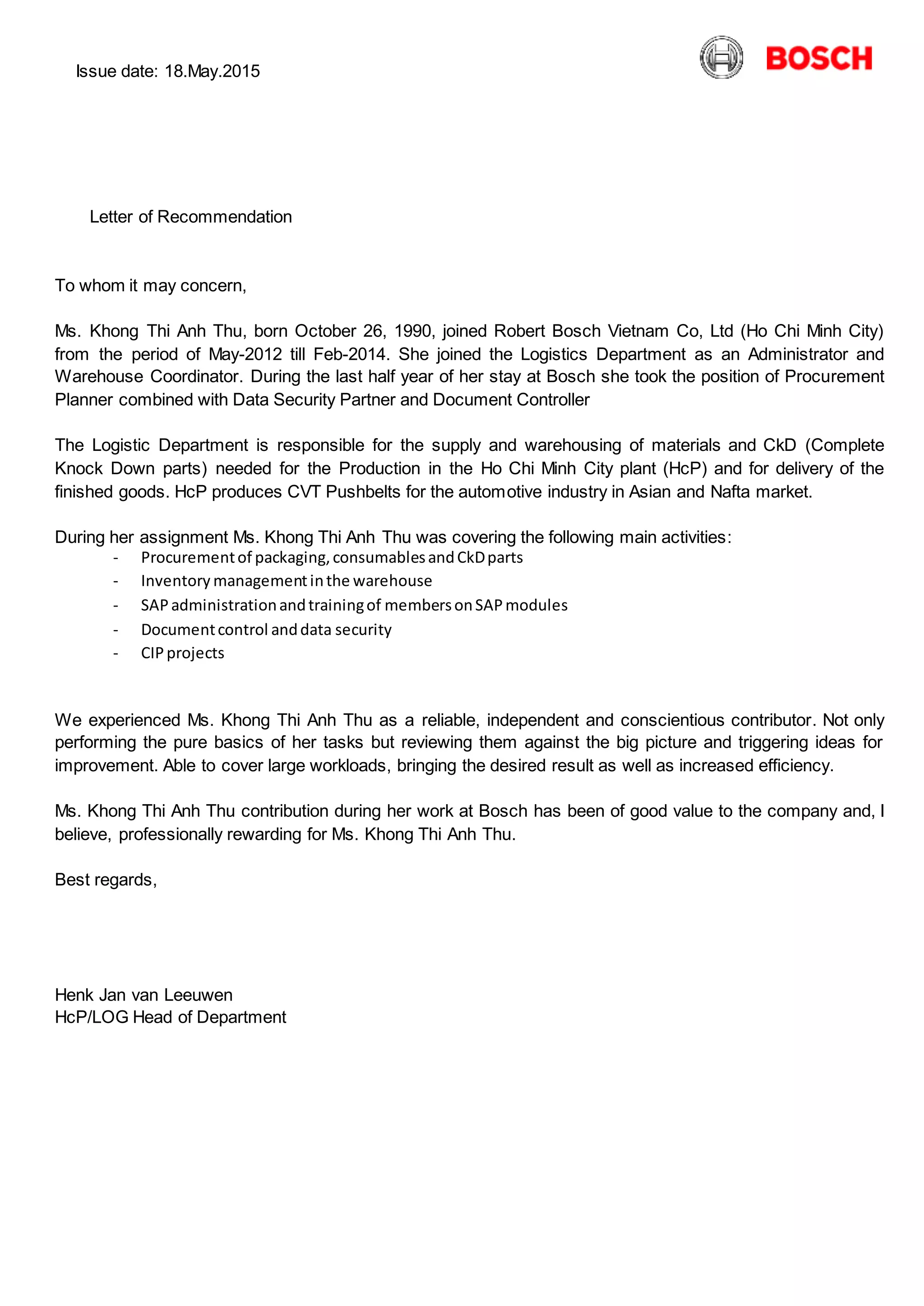 Recommendation Letter | DOCX