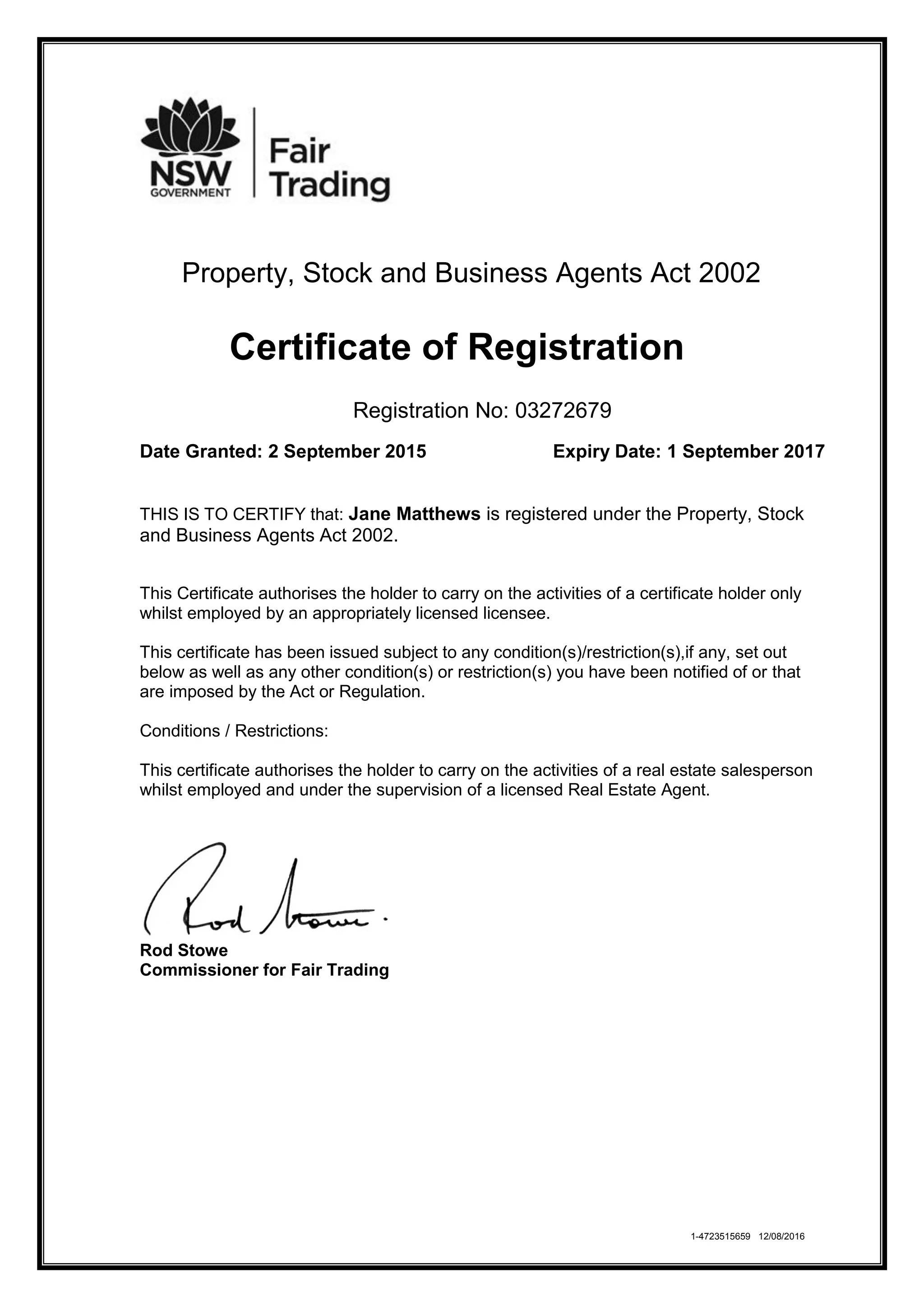 Certificate of Registration 2016-2017 | PDF