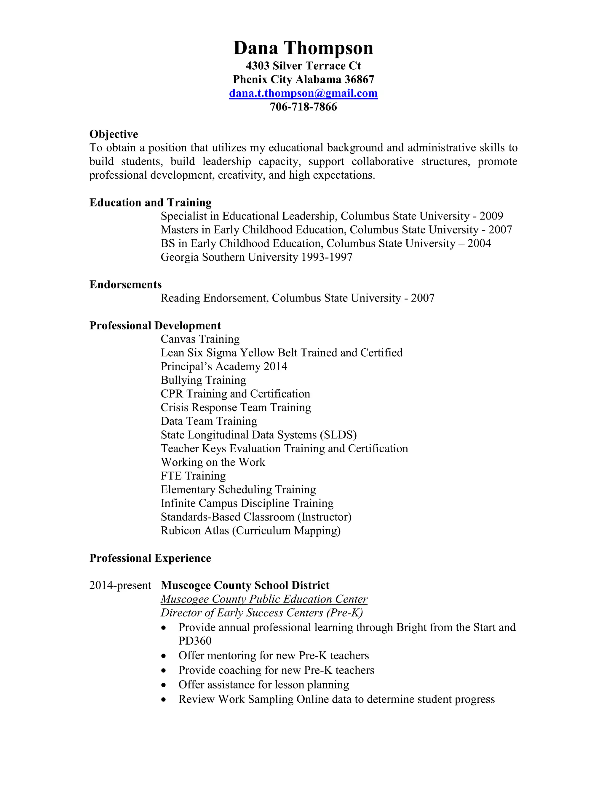 Dana Thompson Resume | PDF