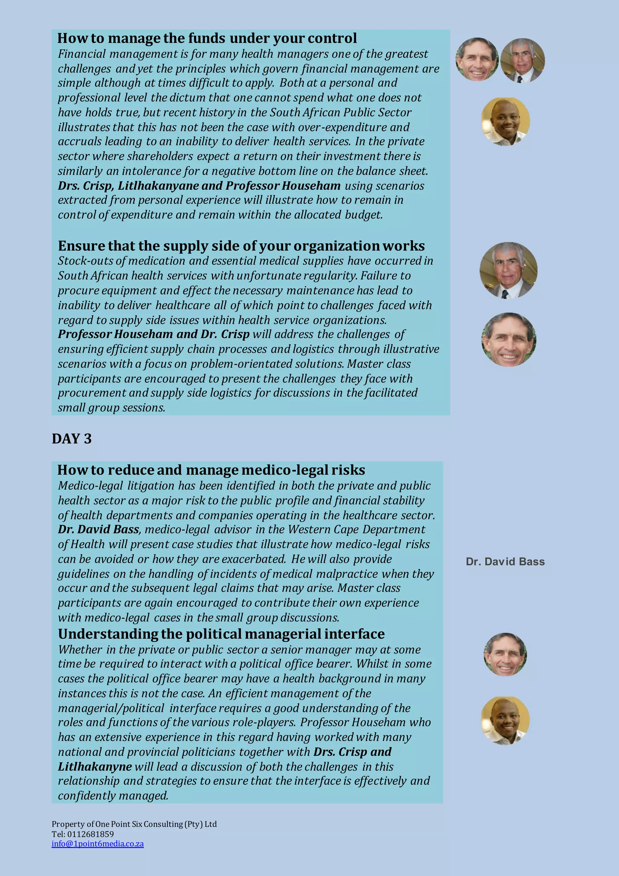 Health Management Master Class Program | PDF