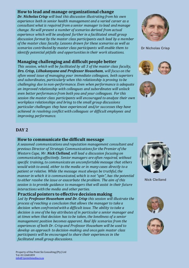 Health Management Master Class Program | PDF