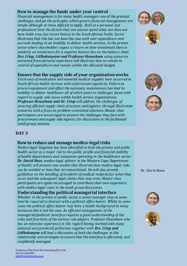 Health Management Master Class Program | PDF