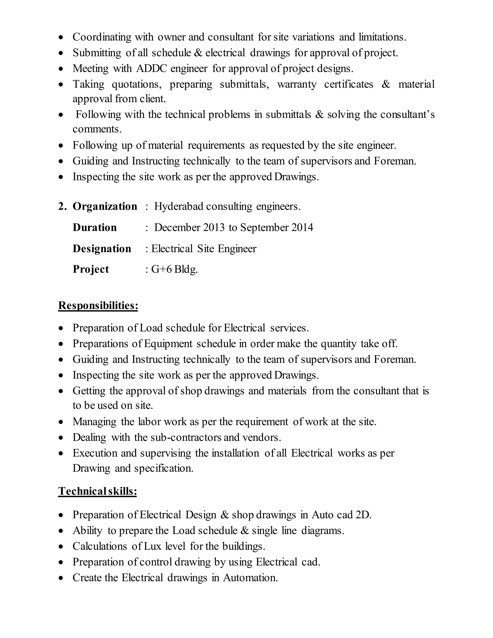 Electrical Engineer CV | DOCX