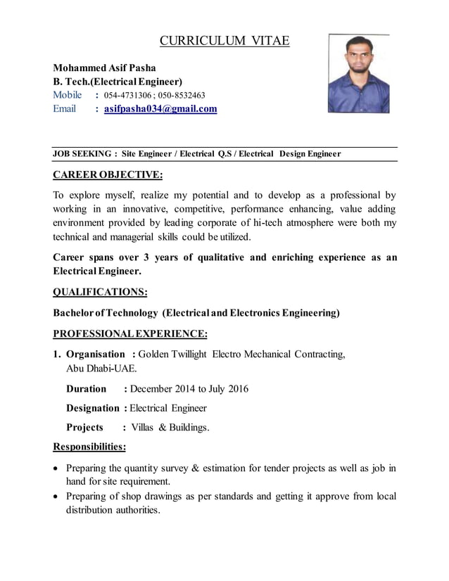 Electrical Engineer CV | DOCX