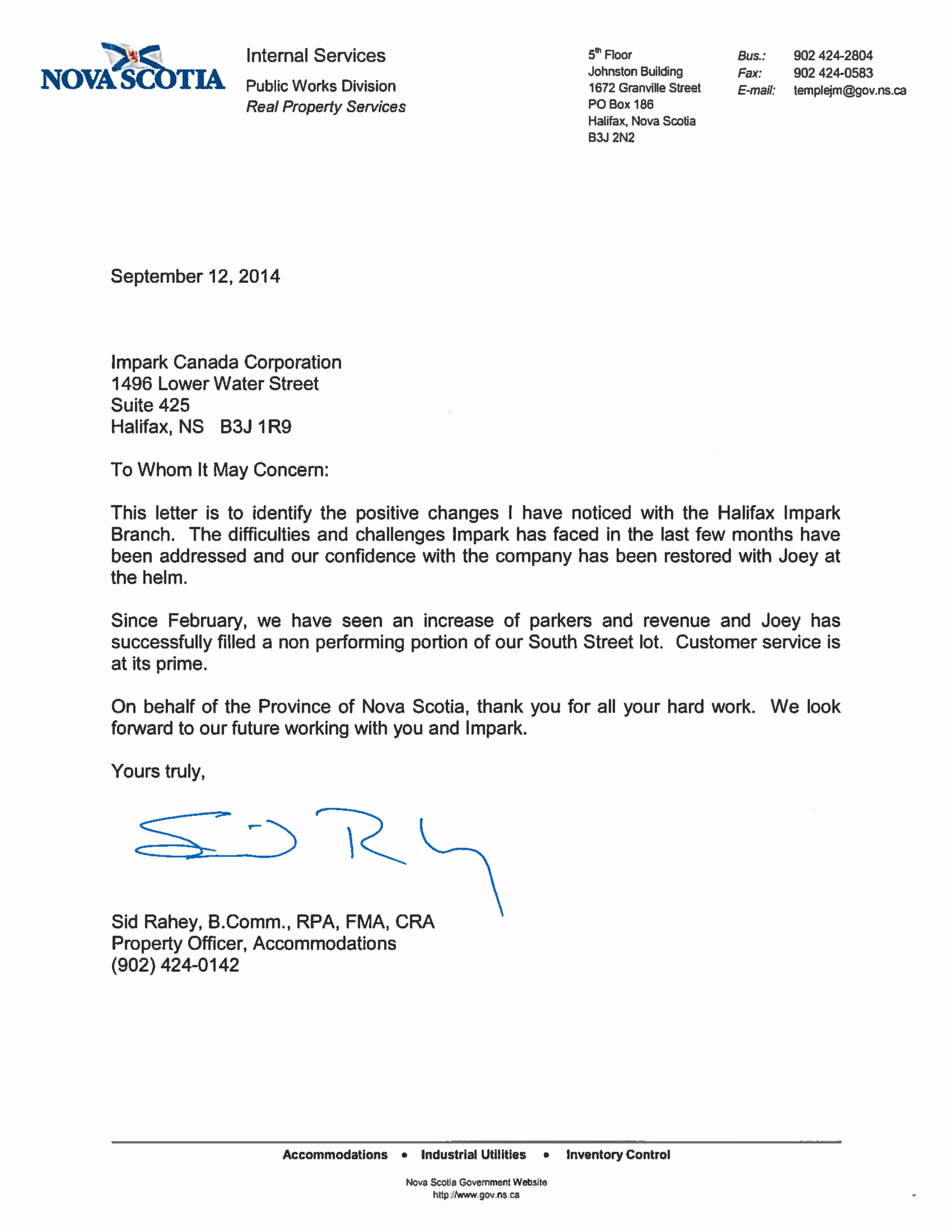 Nova Scotia TIR Letter | PDF