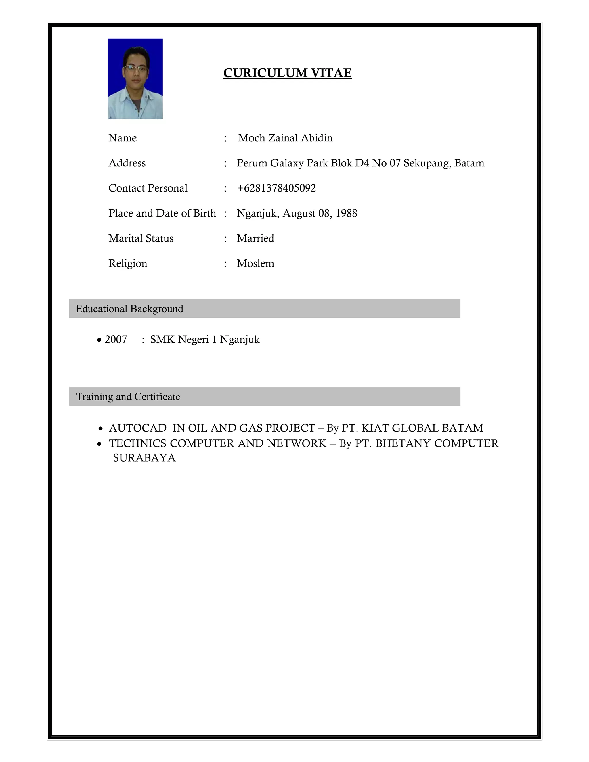 CV Moch Zainal Abidin | PDF | Civil Engineering Industry | Industries