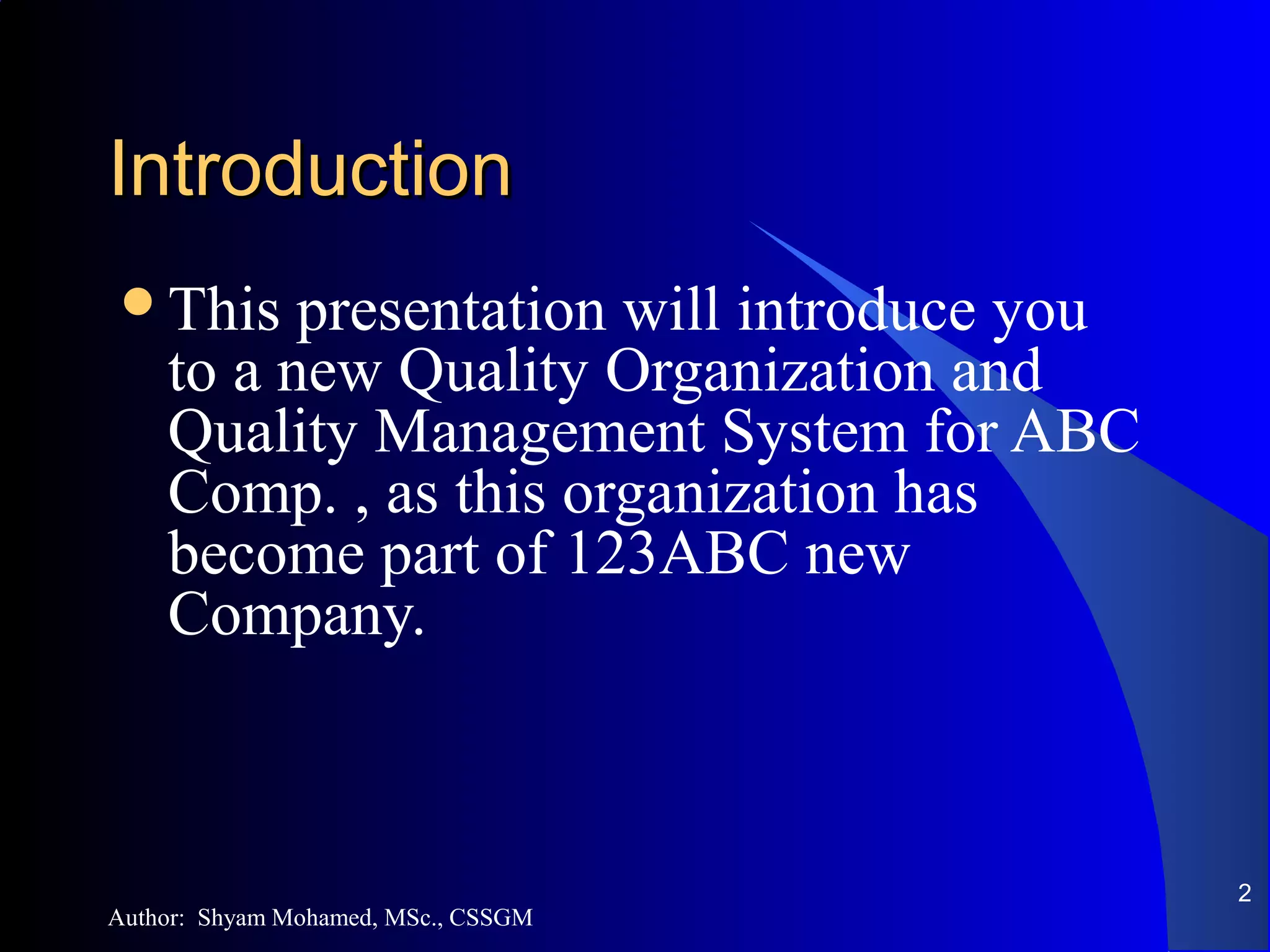 A Proposal for A Quality Management System – Based on Acquisition of ...