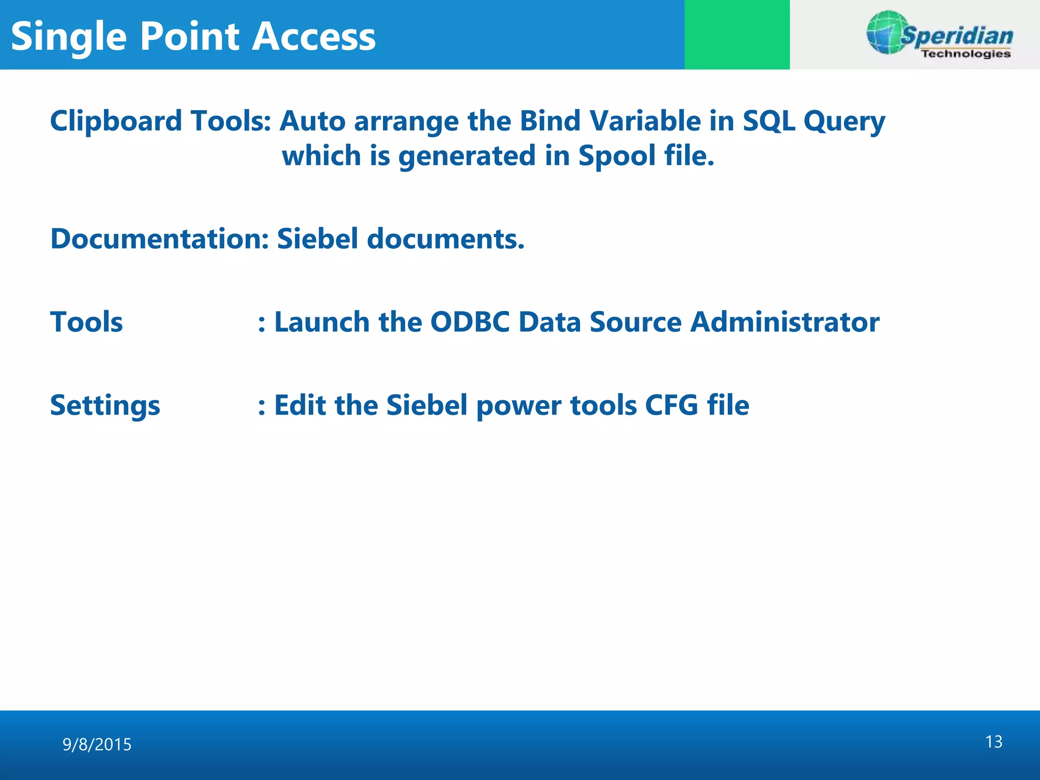 Presentation on Siebel Power Tools | PPTX