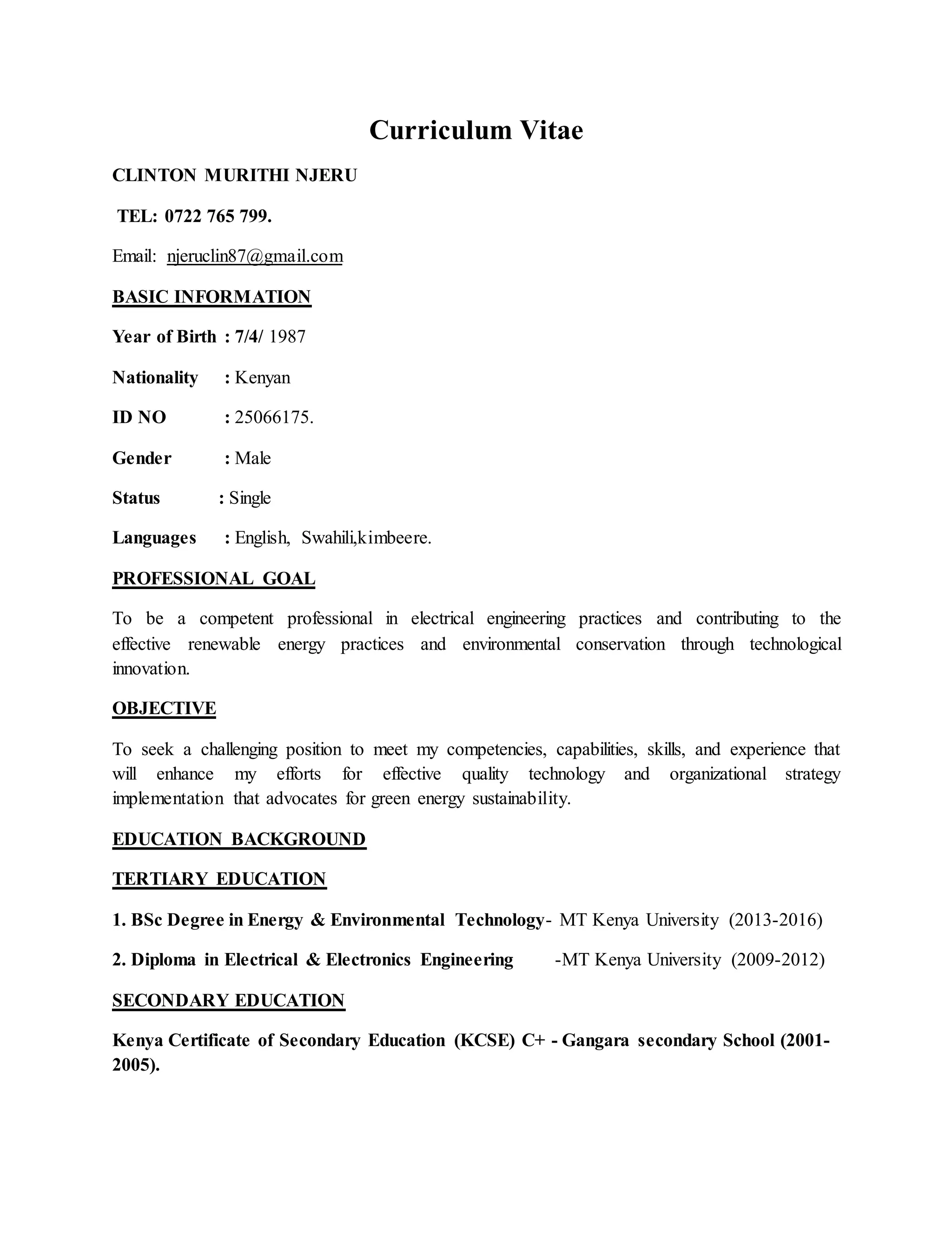 Curriculum Vitae(7)-clinton 2016 | DOCX