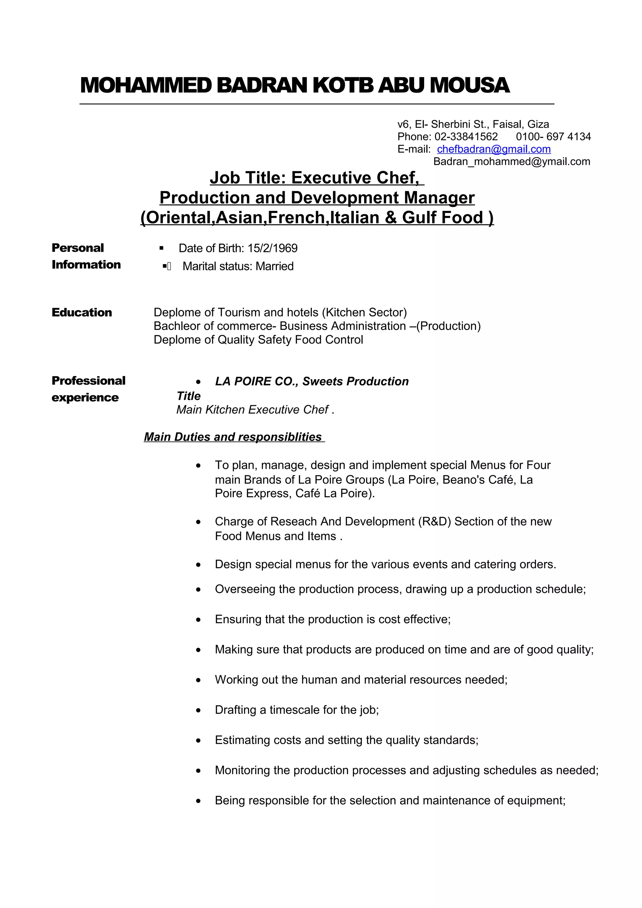 M Badran Resume | PDF