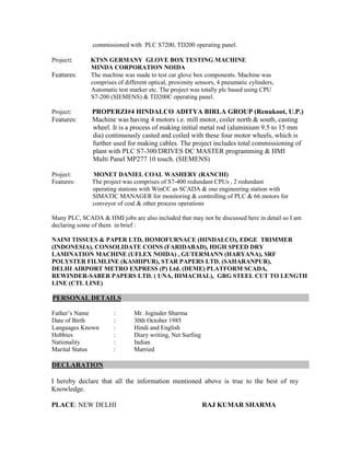 Raj Kumar Sharma, B.Tech Electronics & Instrumentation, Sr. Manager, Industrial Electrical ...