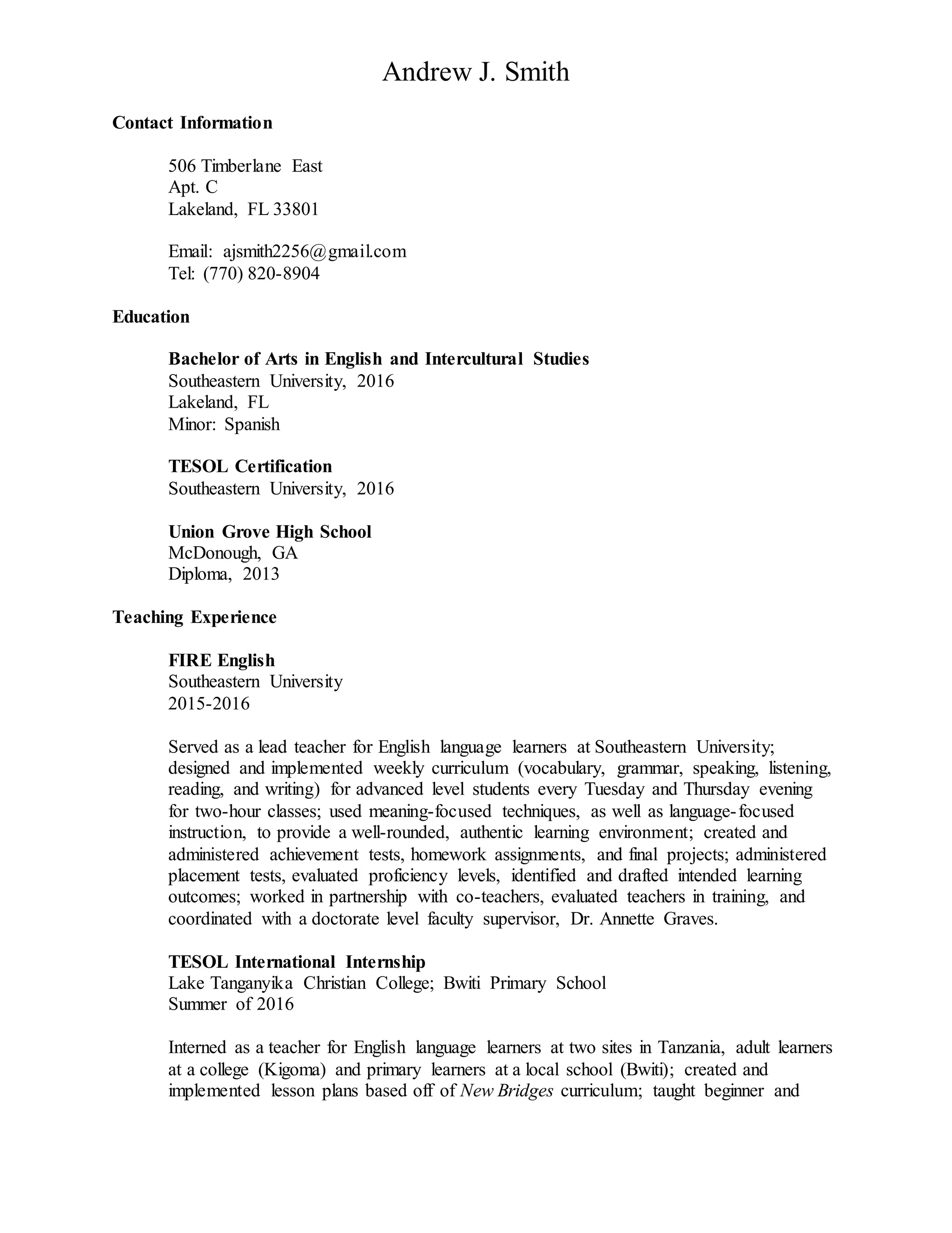 Drew Smith CV | DOCX