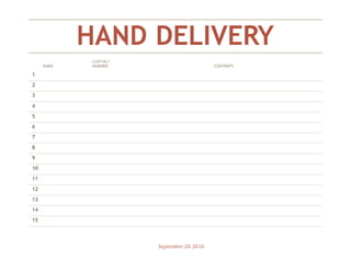 Hand Delivered Mail Log | DOCX
