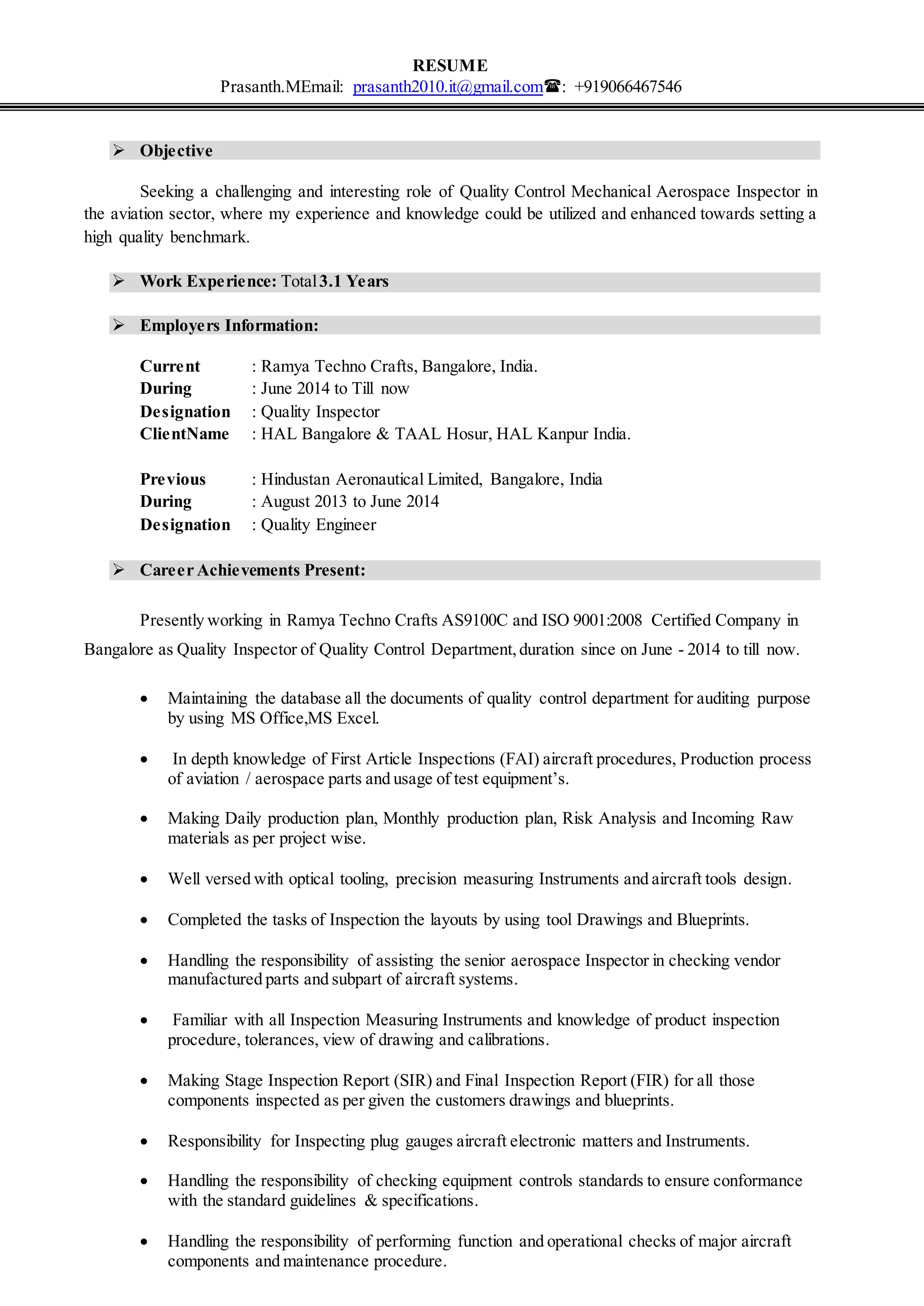 prasanth updated cv | PDF