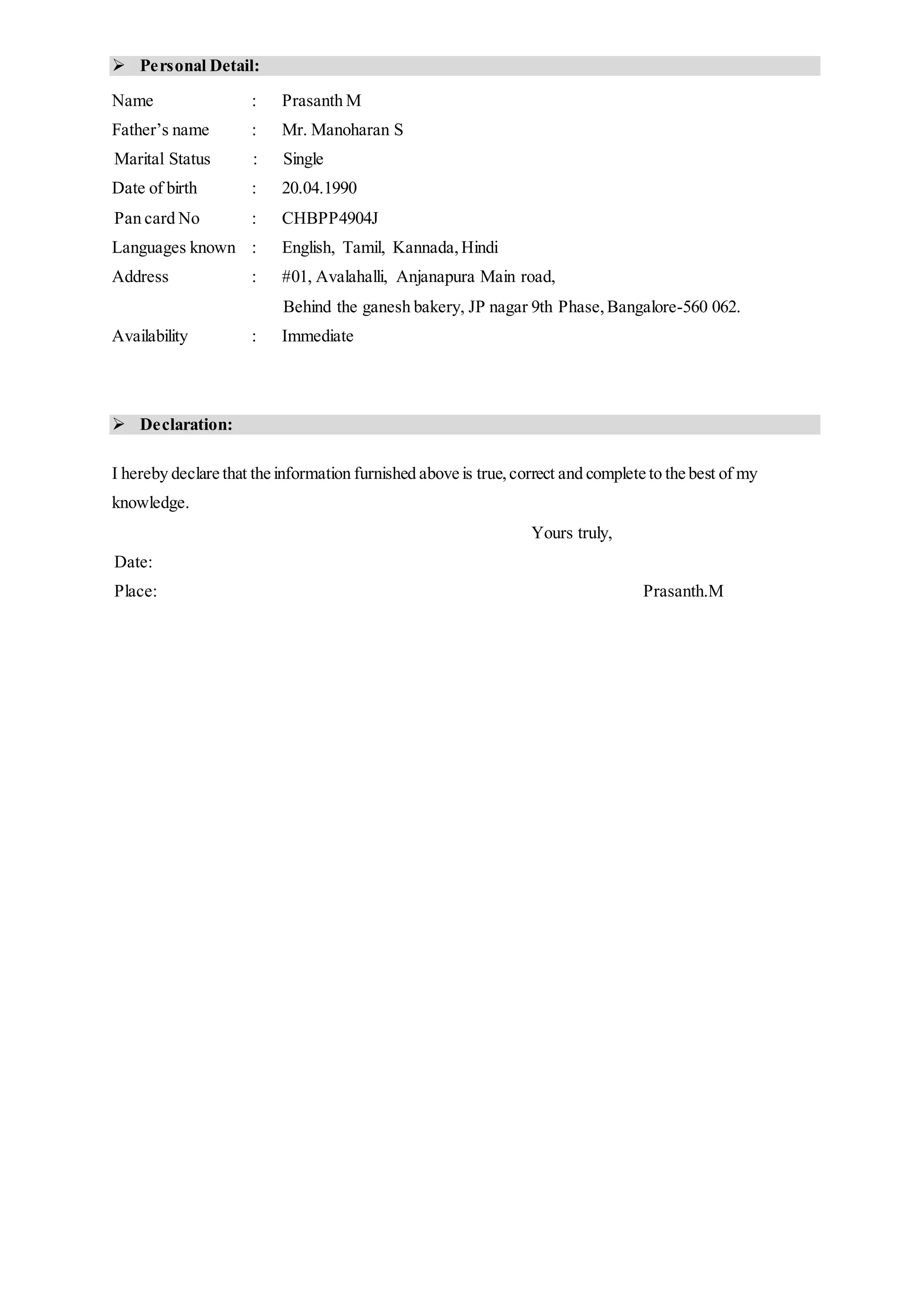 prasanth updated cv | PDF