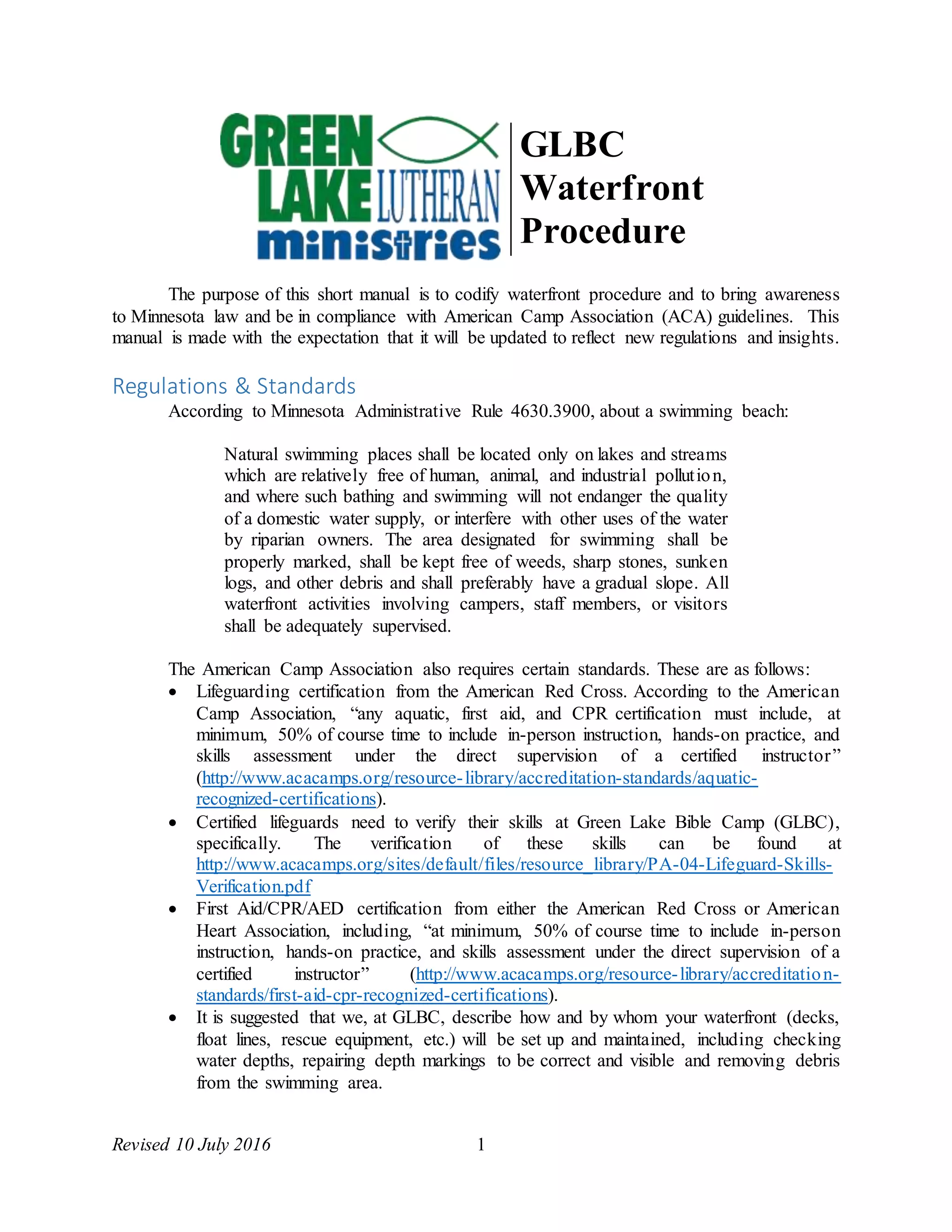Waterfront Procedure (Updated 7-10-16) | DOCX