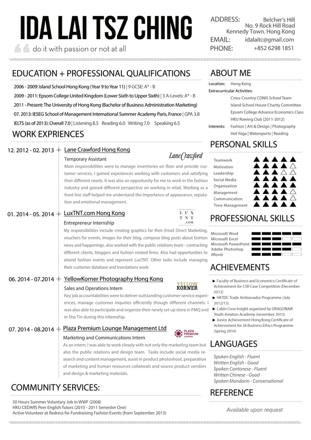 IdaLaiTszChingCV201415 | PDF