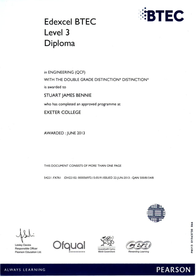 BTEC Certificate | PDF