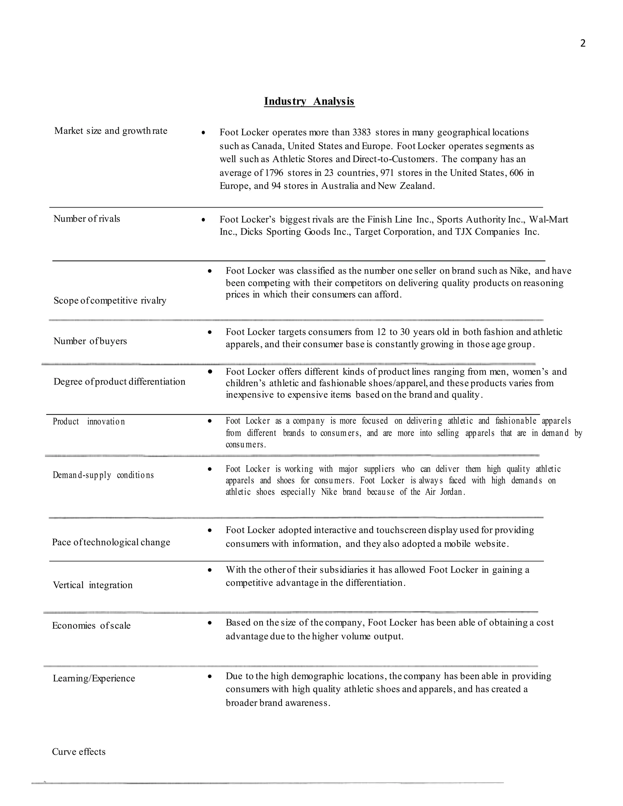 Foot Locker Company Analysis | DOCX