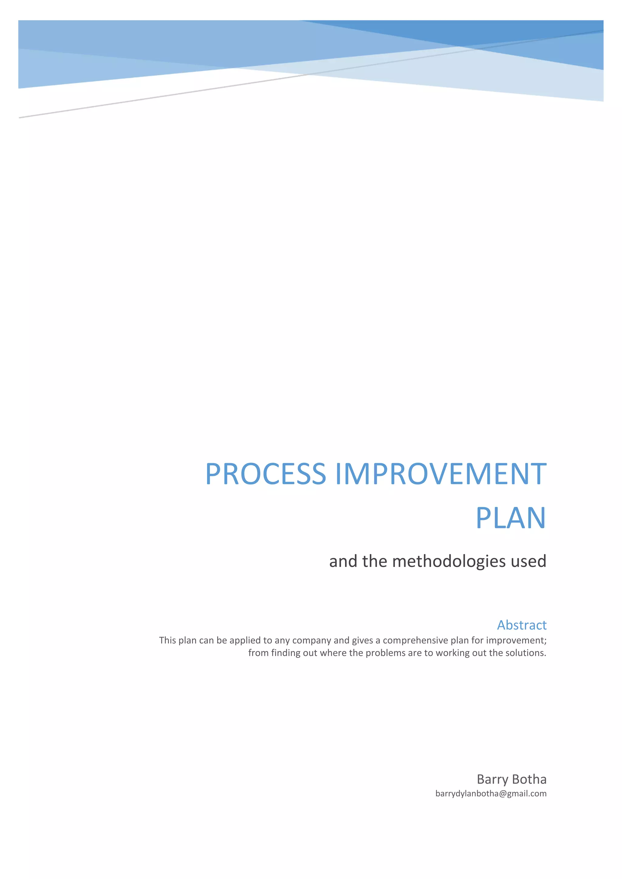Process Improvement Plan by Barry Botha | PDF