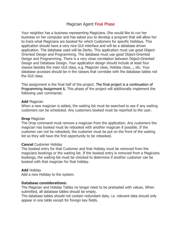 Assignment 6 Project Description | PDF | Databases | Computer Software and Applications