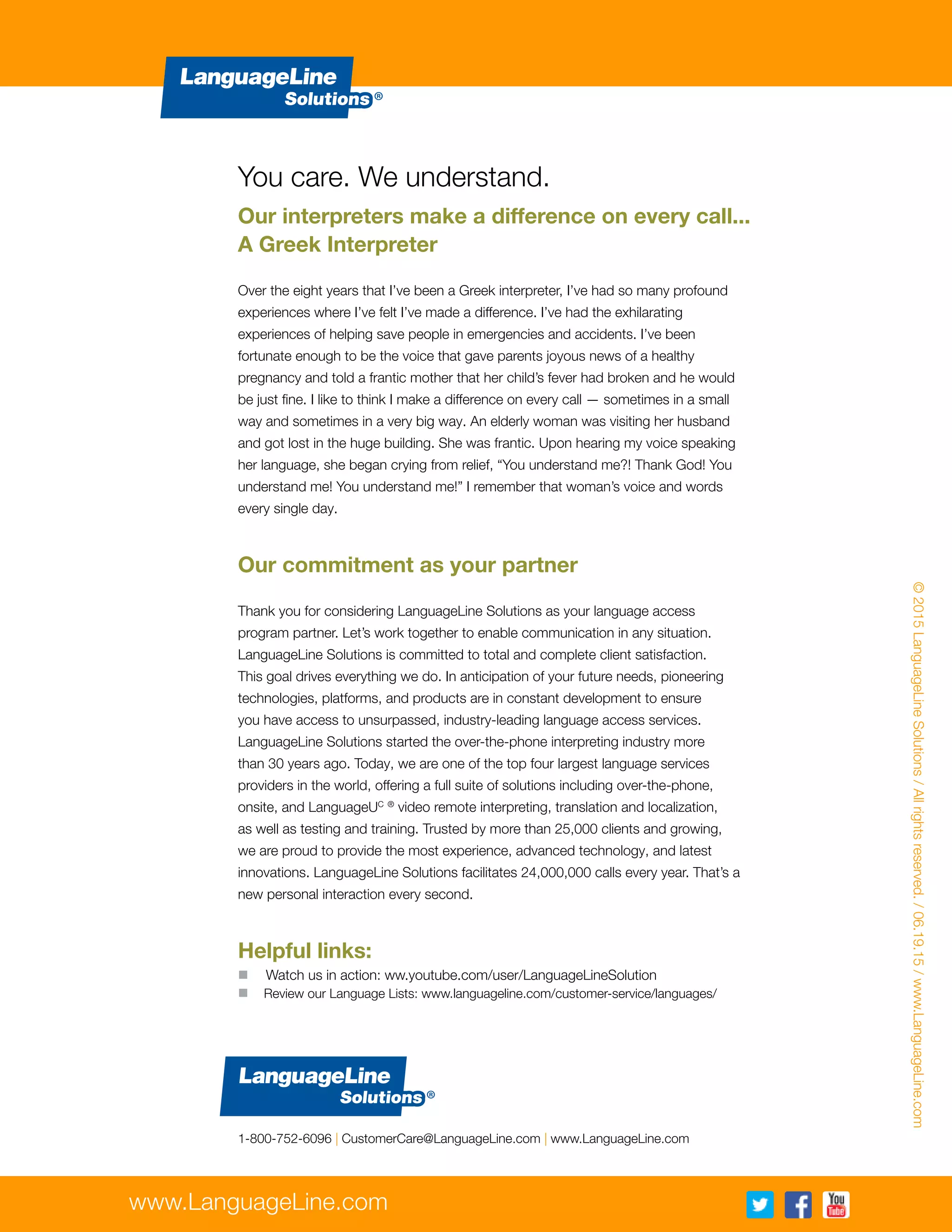 LanguageLine Solutions Enterprise Brochure | PDF