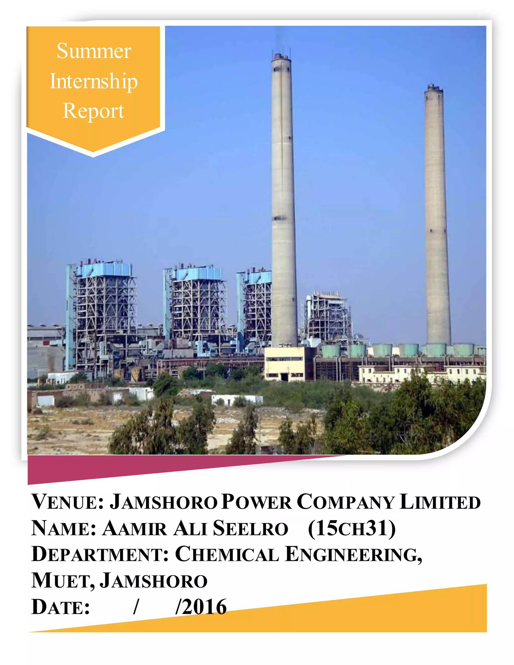 Internship Report of Jamshoro Power Company Limited (JPCL) | DOCX
