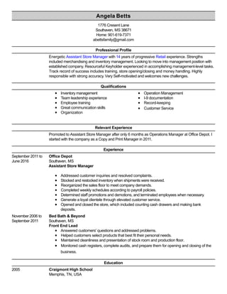 Angela Betts Resume final | PDF