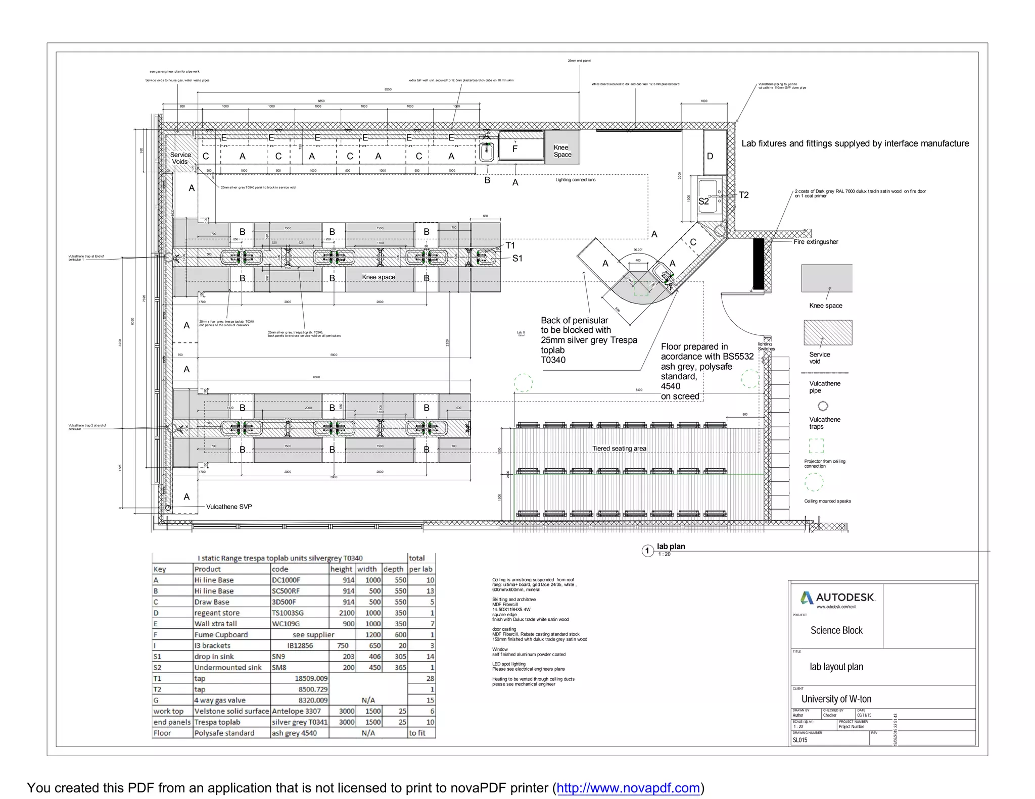 intergrated lab layouts 2s - Sheet - SL015 - lab layout plan | PDF