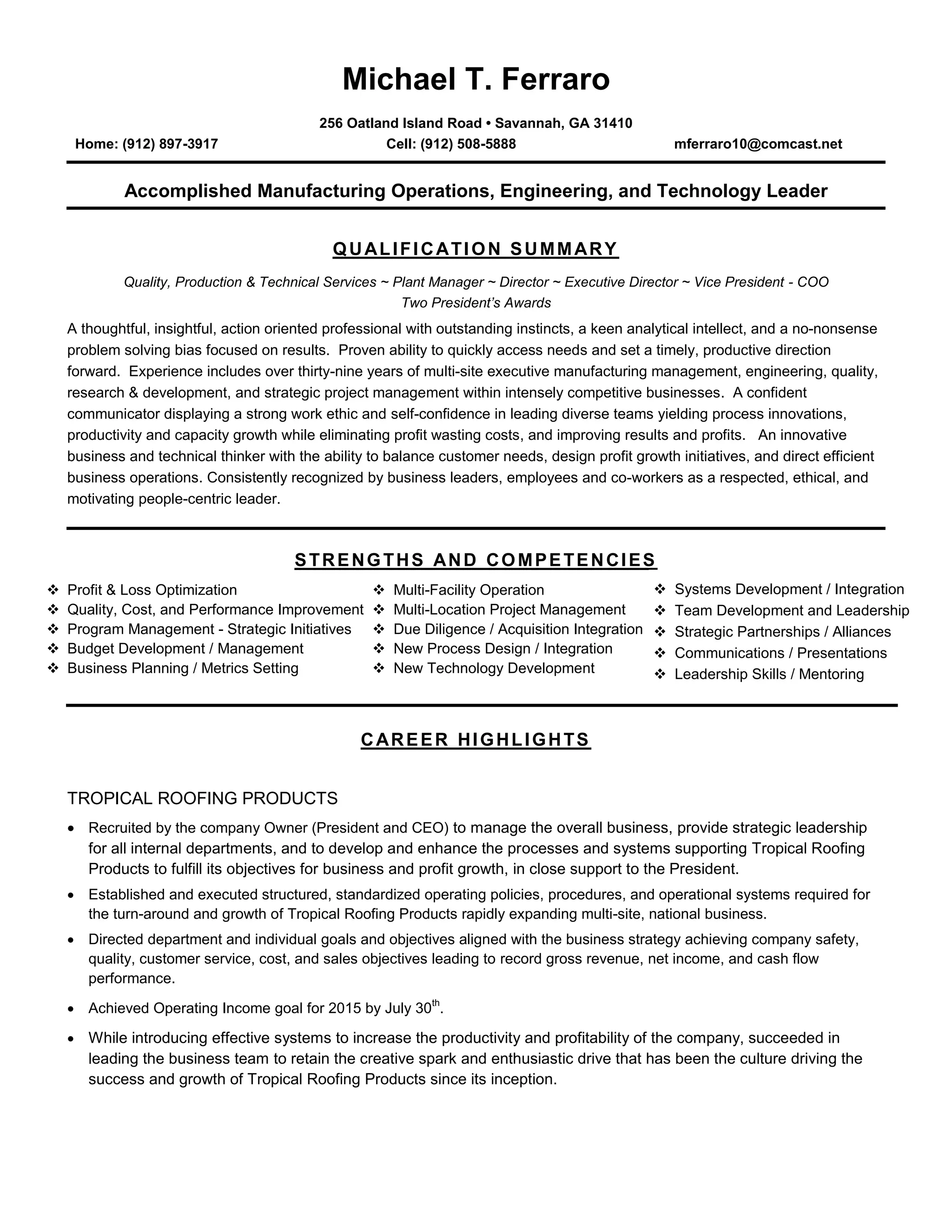 MTF Resume 101215 | PDF