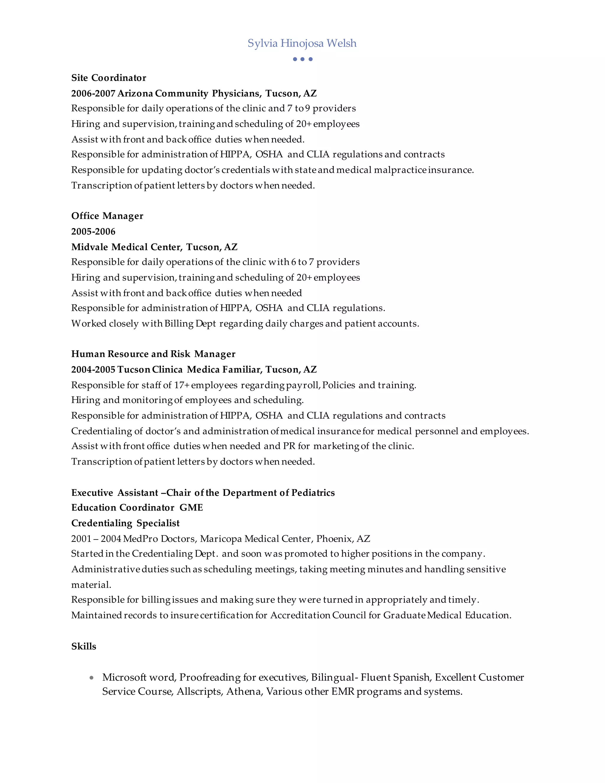 Sylvia Hinojosa Welsh resume | PDF