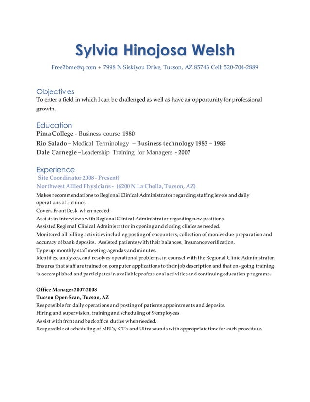 Sylvia Hinojosa Welsh resume | PDF