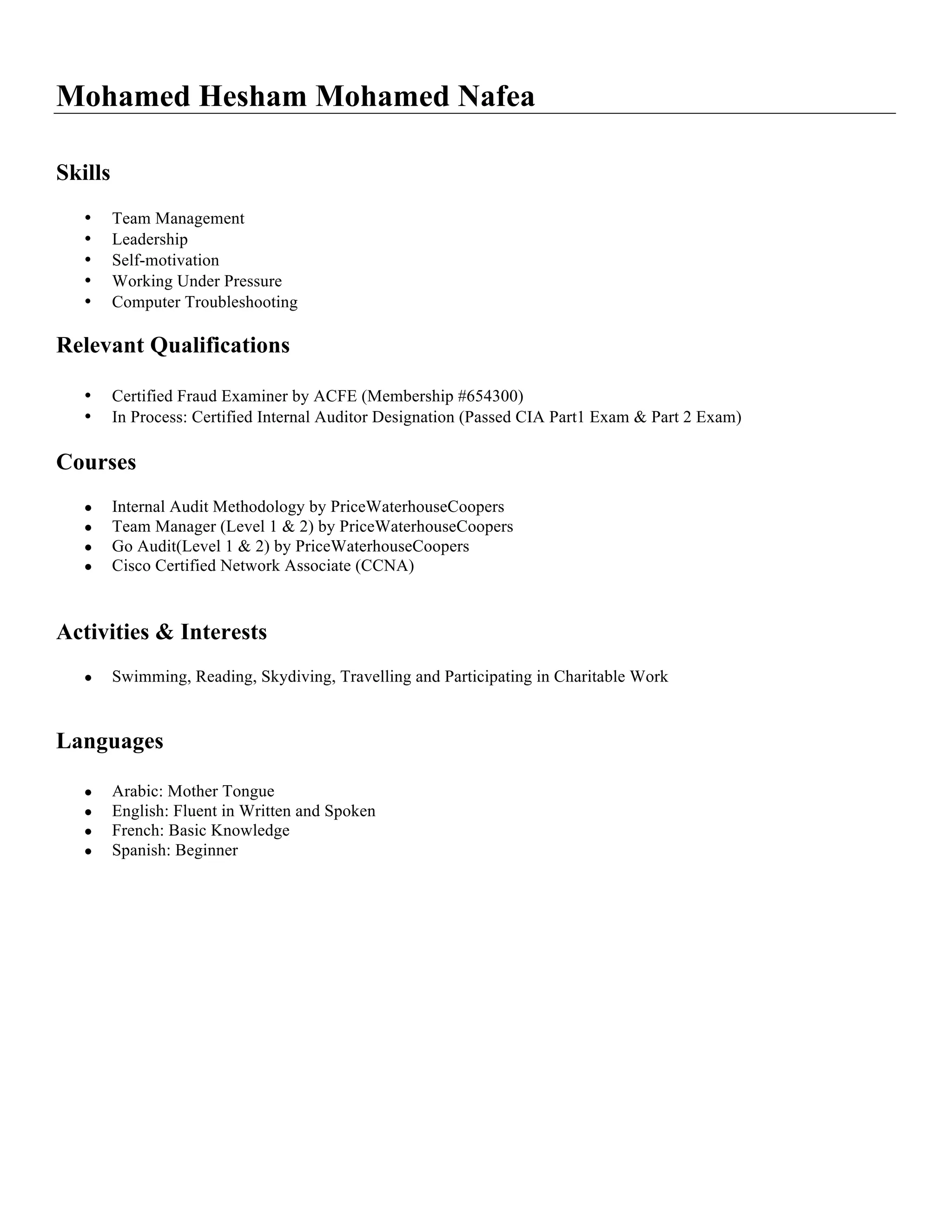 Mohamed Hesham CV | PDF