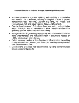 Accomplishments as Portfolio Manager_Aug_2016 | DOCX
