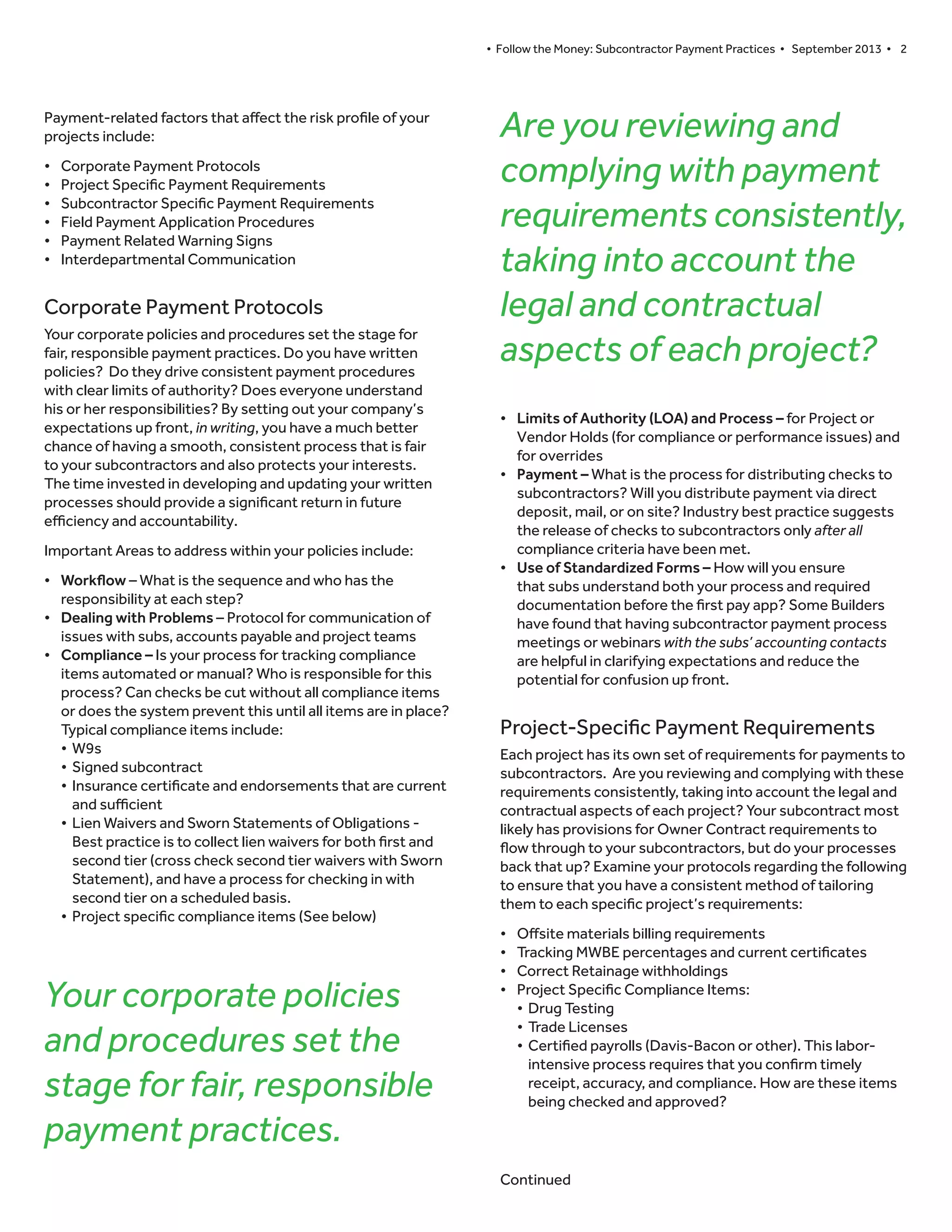Follow the Money_Subcontractor Payment Practices | PDF