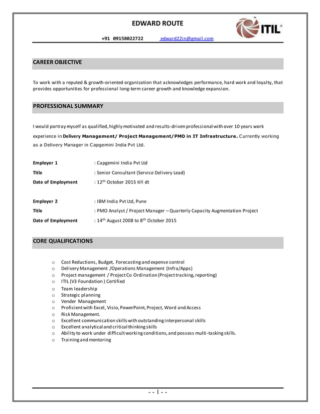 Edward Resume Capgemini | DOCX | Computer Software and Applications | Computing