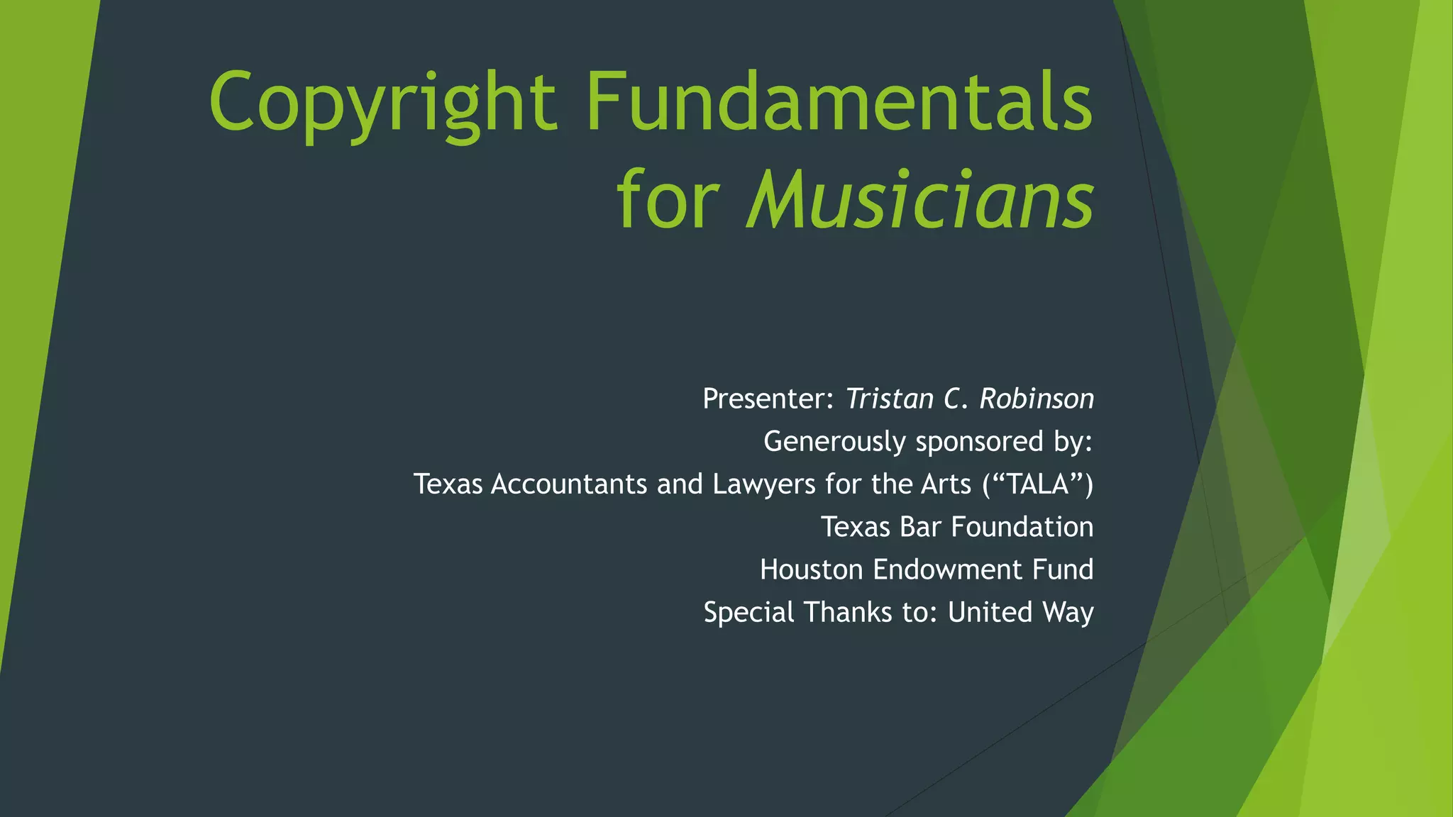 Copyright Fundamentals for Musicians | PPTX