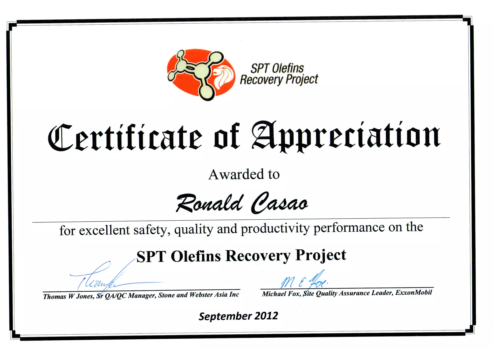 RAC - Certification_SPT_Certificate of Appreciation | PDF