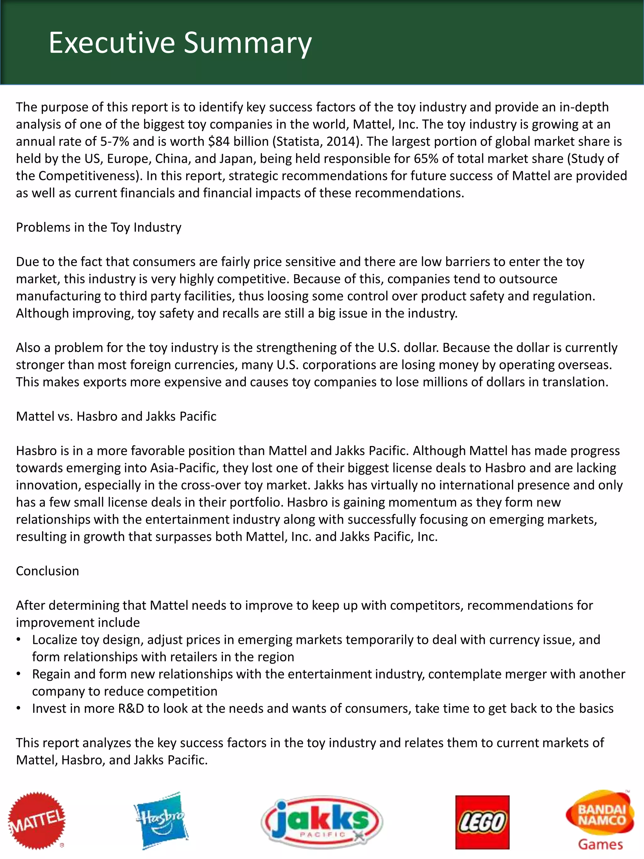 Toy Industry Analysis | PPTX