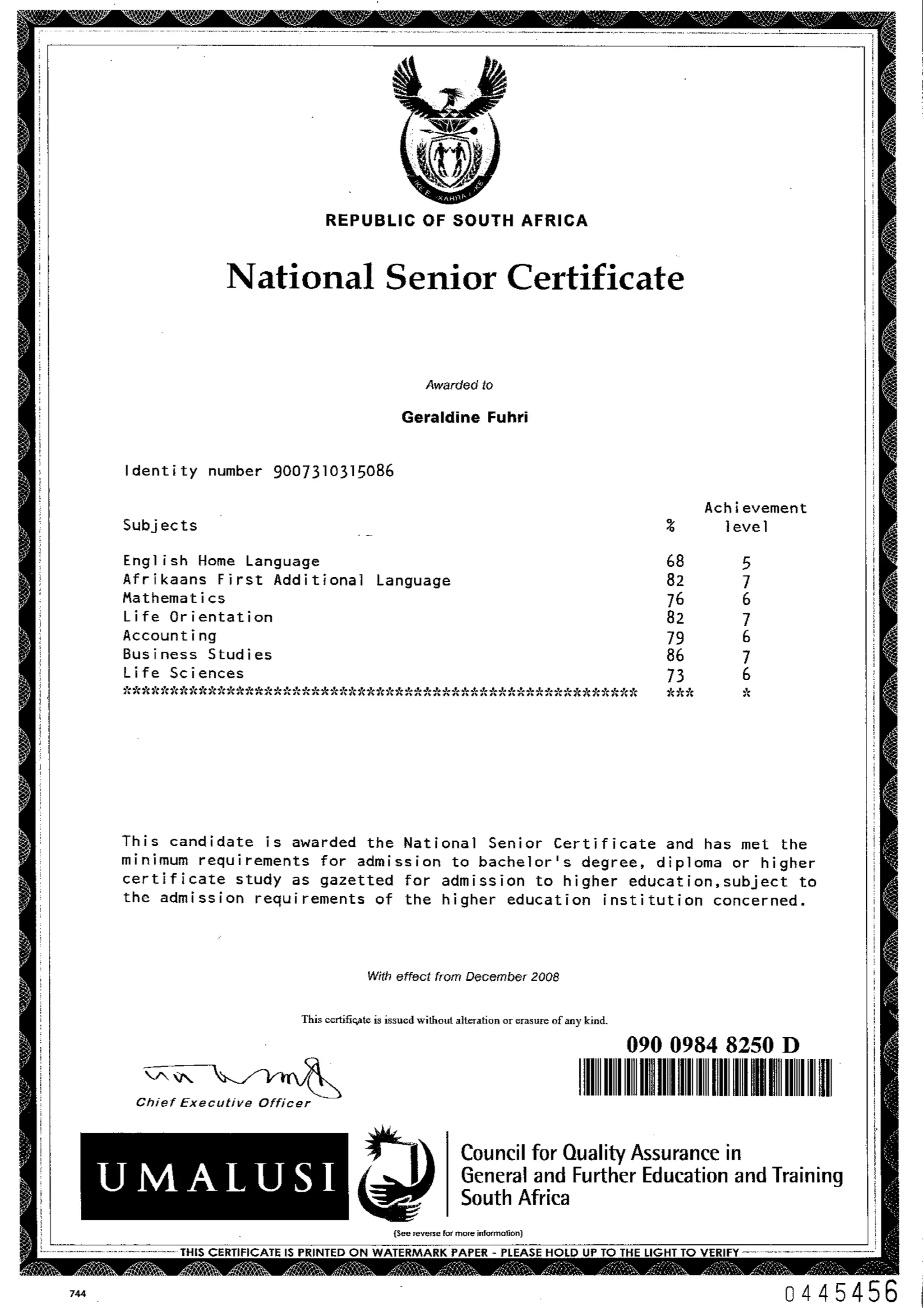 National Senior Certificate | PDF National Senior Certificate | PDF