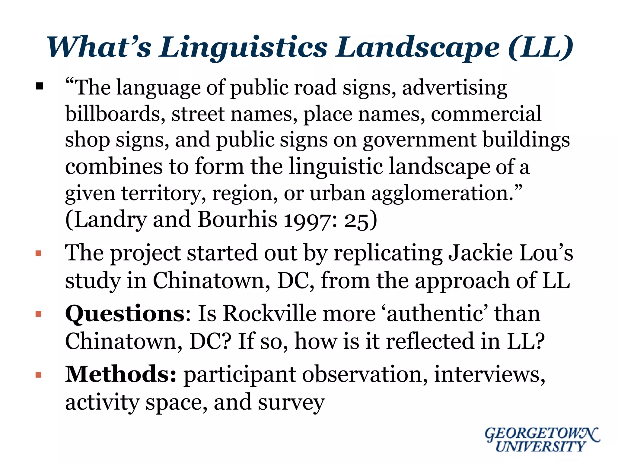 Linguistics Landscape Poster Session | PPTX
