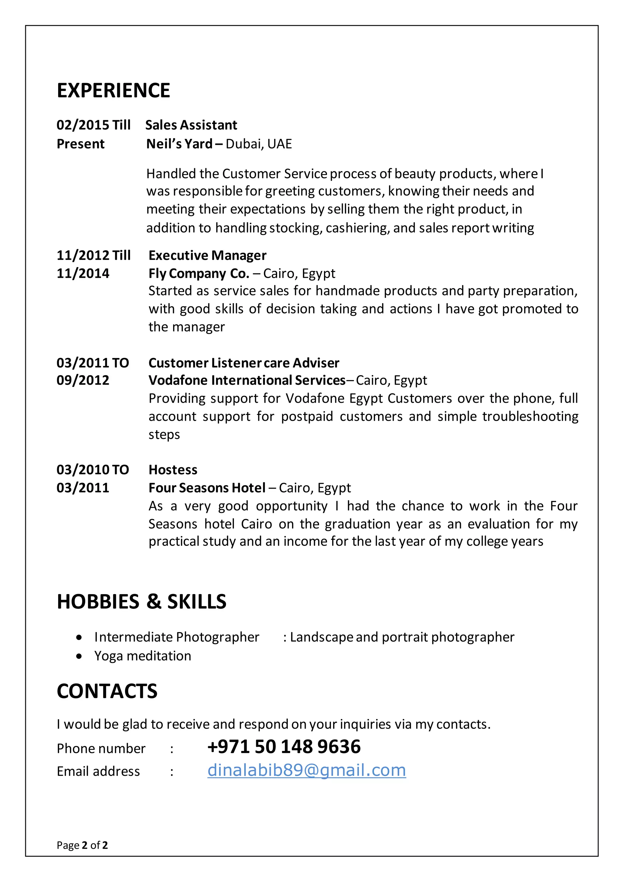 Resume Dina Labib | DOCX | Business | Business and Finance