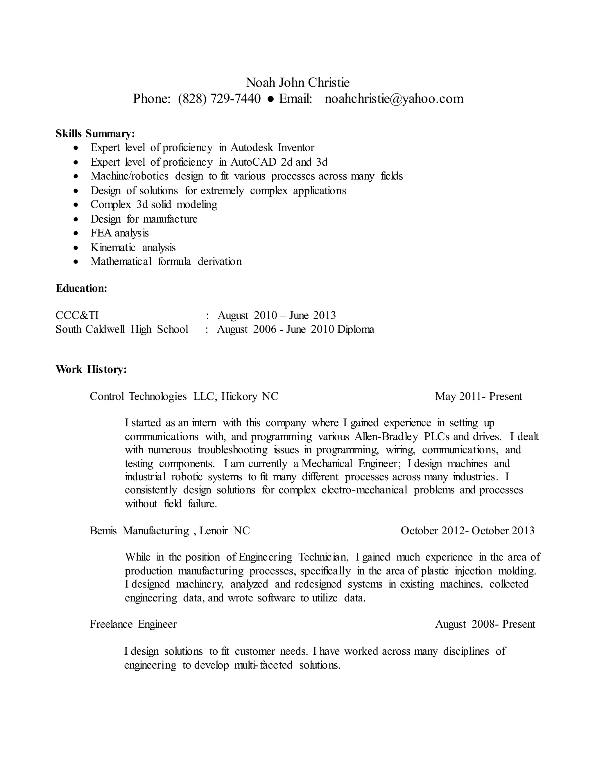 Noah Christie Resume | DOCX