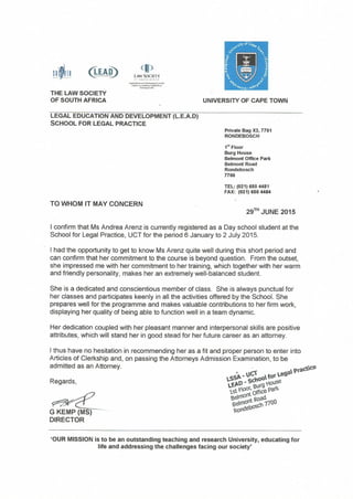 Andrea Arenz - Testimonial from School for Legal Practice | PDF