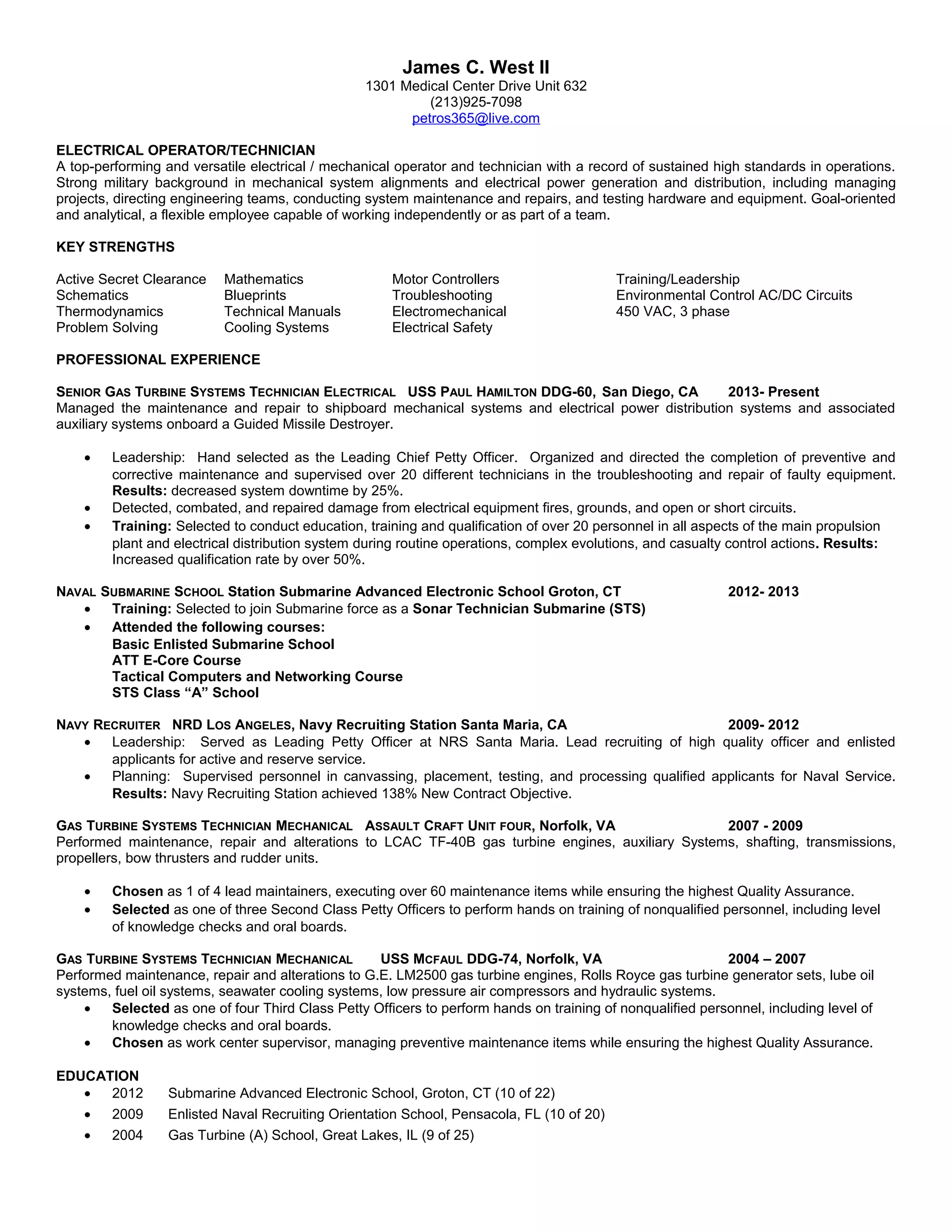 West, James Resume Final | DOC