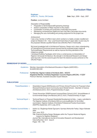 Fadeyi, Ayomipo Akintunde_Updated CV_2016 | PDF