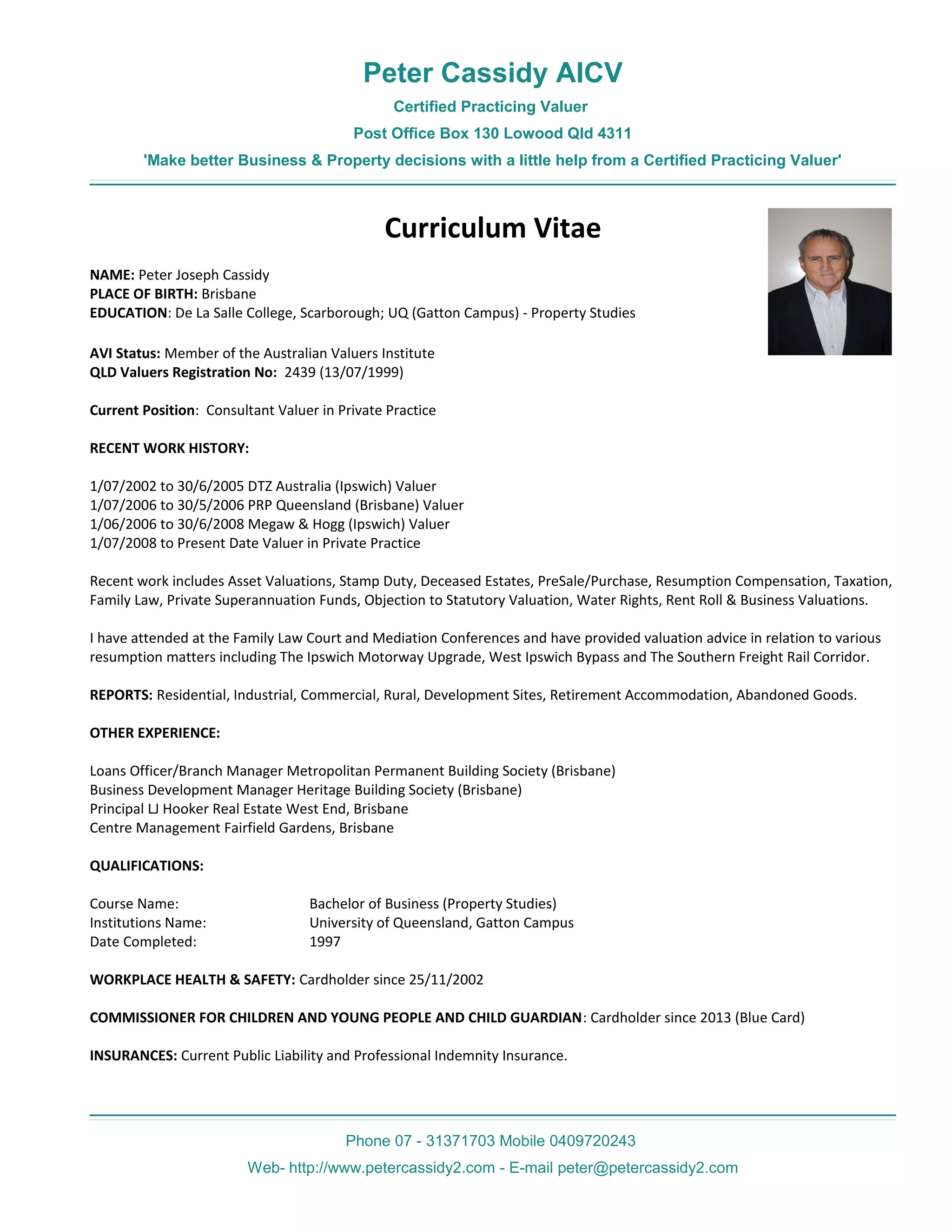 Peter Cassidy CV 2016 | PDF | Business | Business and Finance